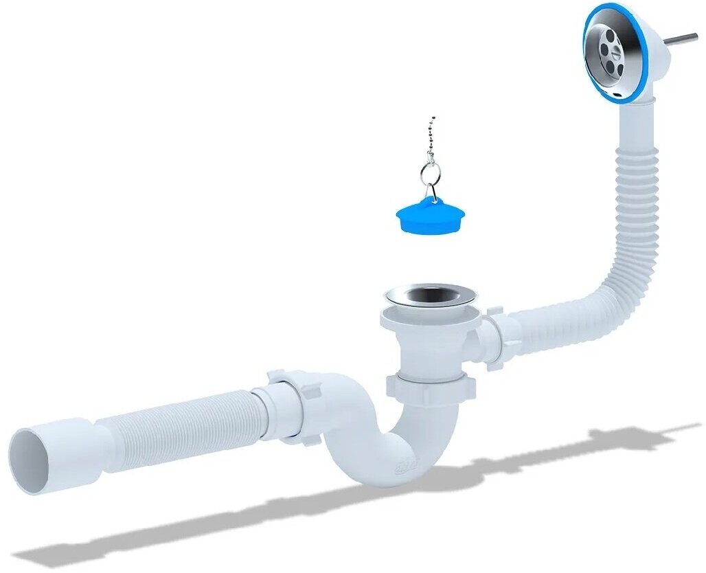 Сифон АНИ Пласт для ванны с выпуском 1 1/2", с переливом E155