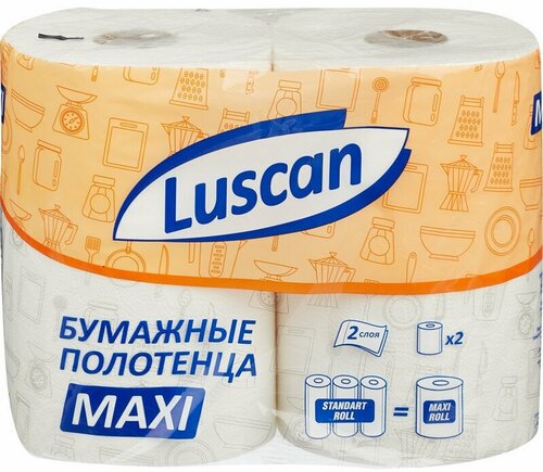 Полотенца бумажные Luscan Maxi 2-слойные белые 2 рулона по 35 метров — купить в интернет ...