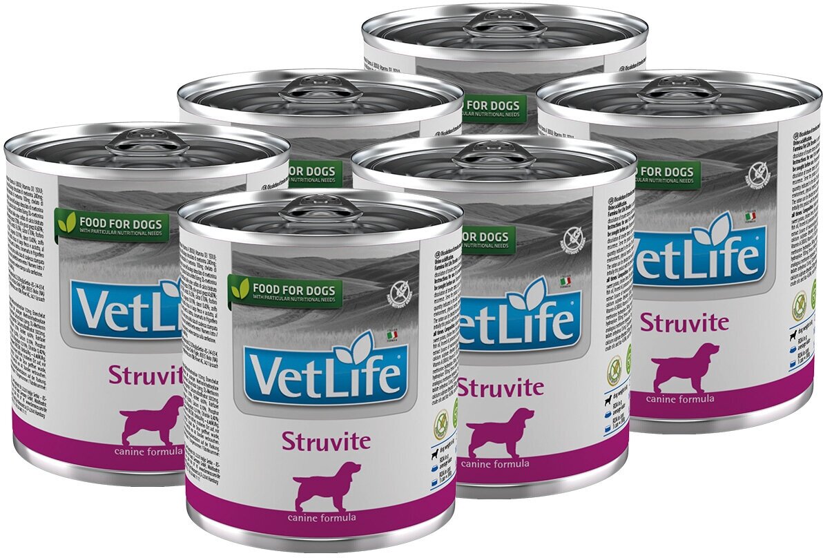 FARMINA VET LIFE CANIN STRUVITE для взрослых собак при мочекаменной болезни струвиты 300 гр (300 гр х 6 шт)