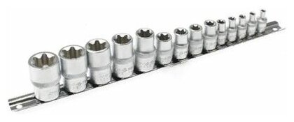 Набор головок TORX 14предм 1/4 (Е4, Е5, Е6, Е7),3/8(Е 10, Е11, Е12, Е14),1/2(Е16, Е18,20,22,24) ДТ