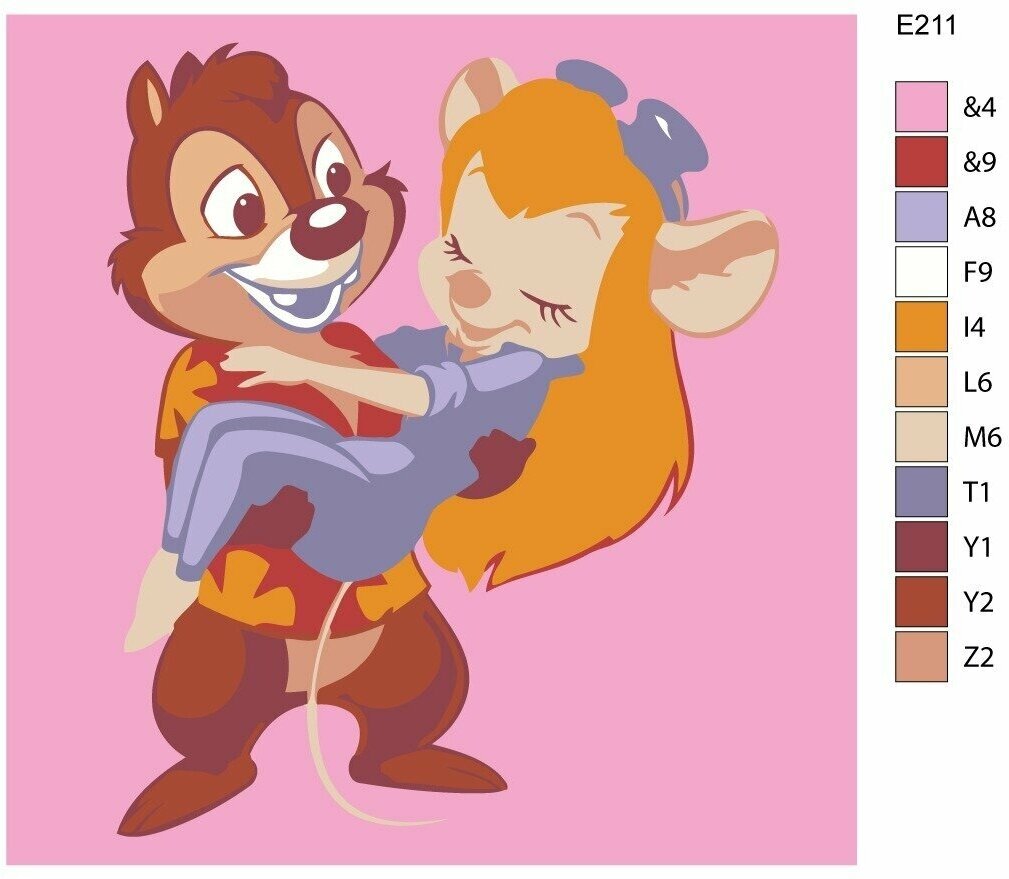 Детская картина по номерам E211 "Мультсериал Чип и Дейл спешат на помощь. Дейл и Гаечка" 30х30
