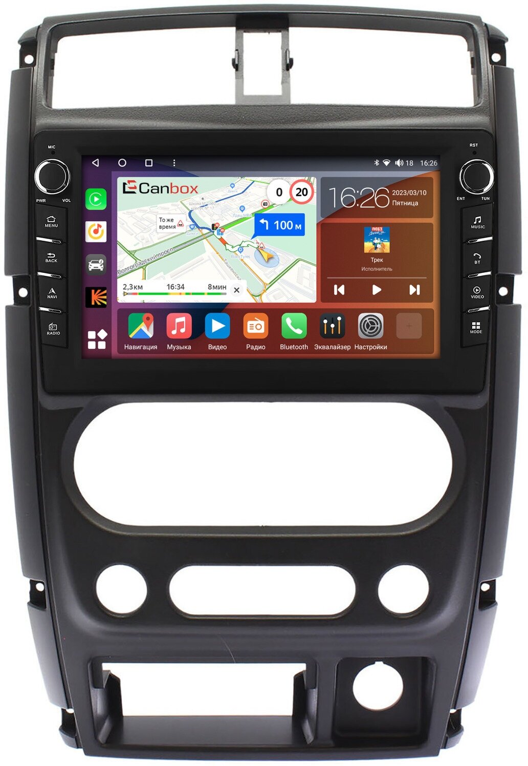 Штатная магнитола Canbox H-Line 7834-9-357 Suzuki Jimny 3 2005-2019 Android 10 (4G-SIM, 6/128, DSP, IPS) С крутилками