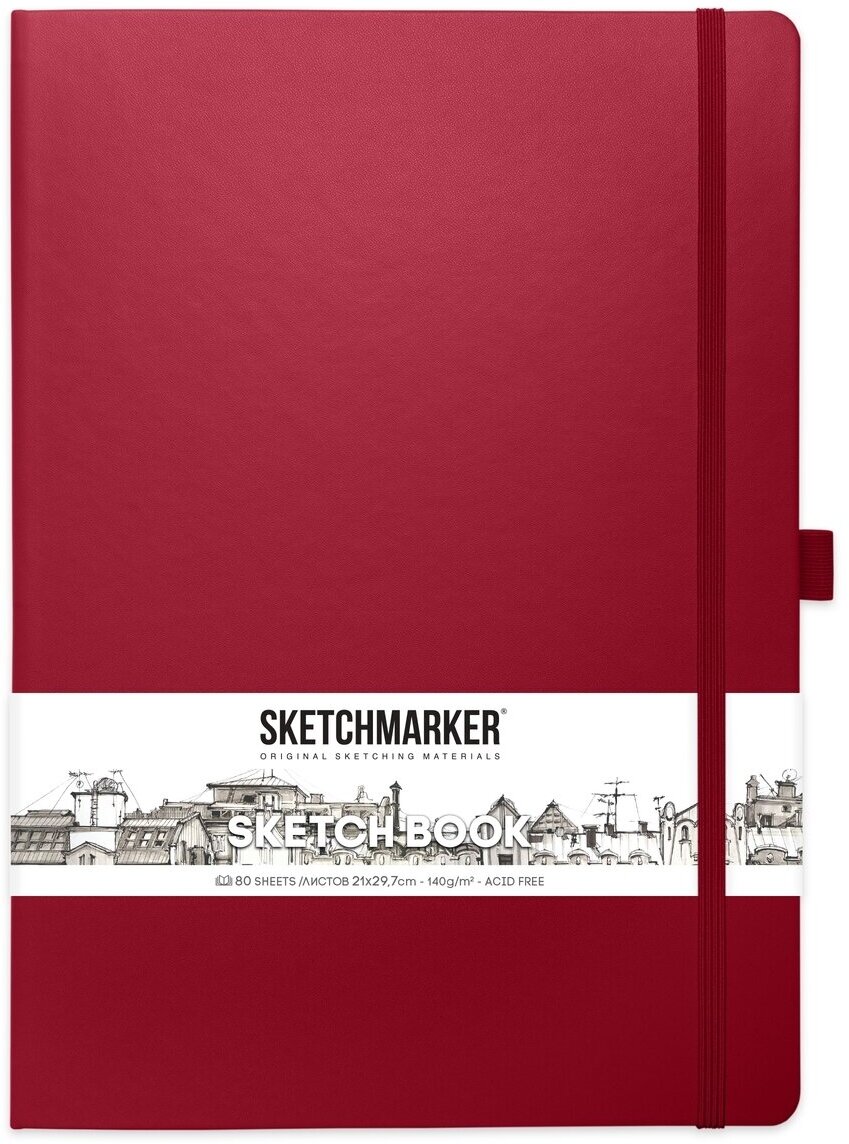 Скетчбук для графики SKETCHMARKER 140г/кв. м (А4) 210х297мм 80л. фуксия