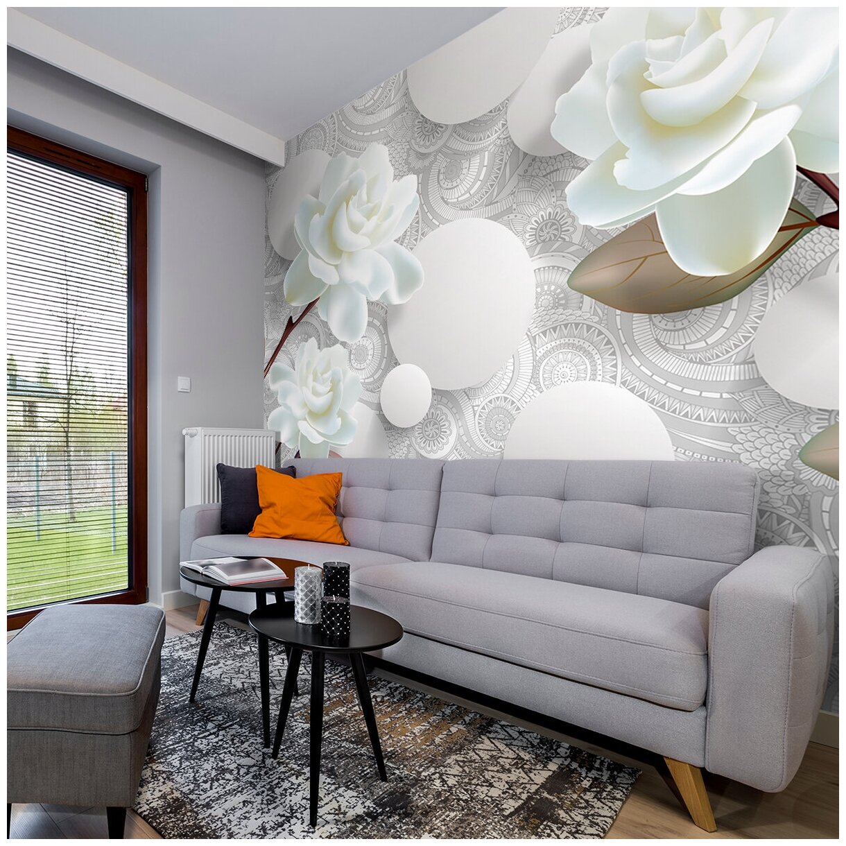 Фотообои / флизелиновые обои 3D розы на ажурном полотне 3,06 x 2,7 м