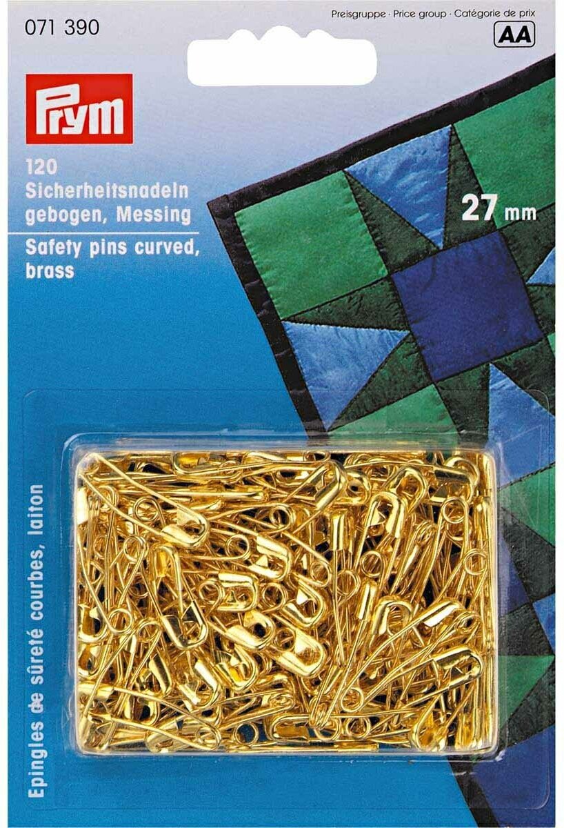 Булавки английские № 1, Prym, 27 мм, латунь, золотистые, 120 шт