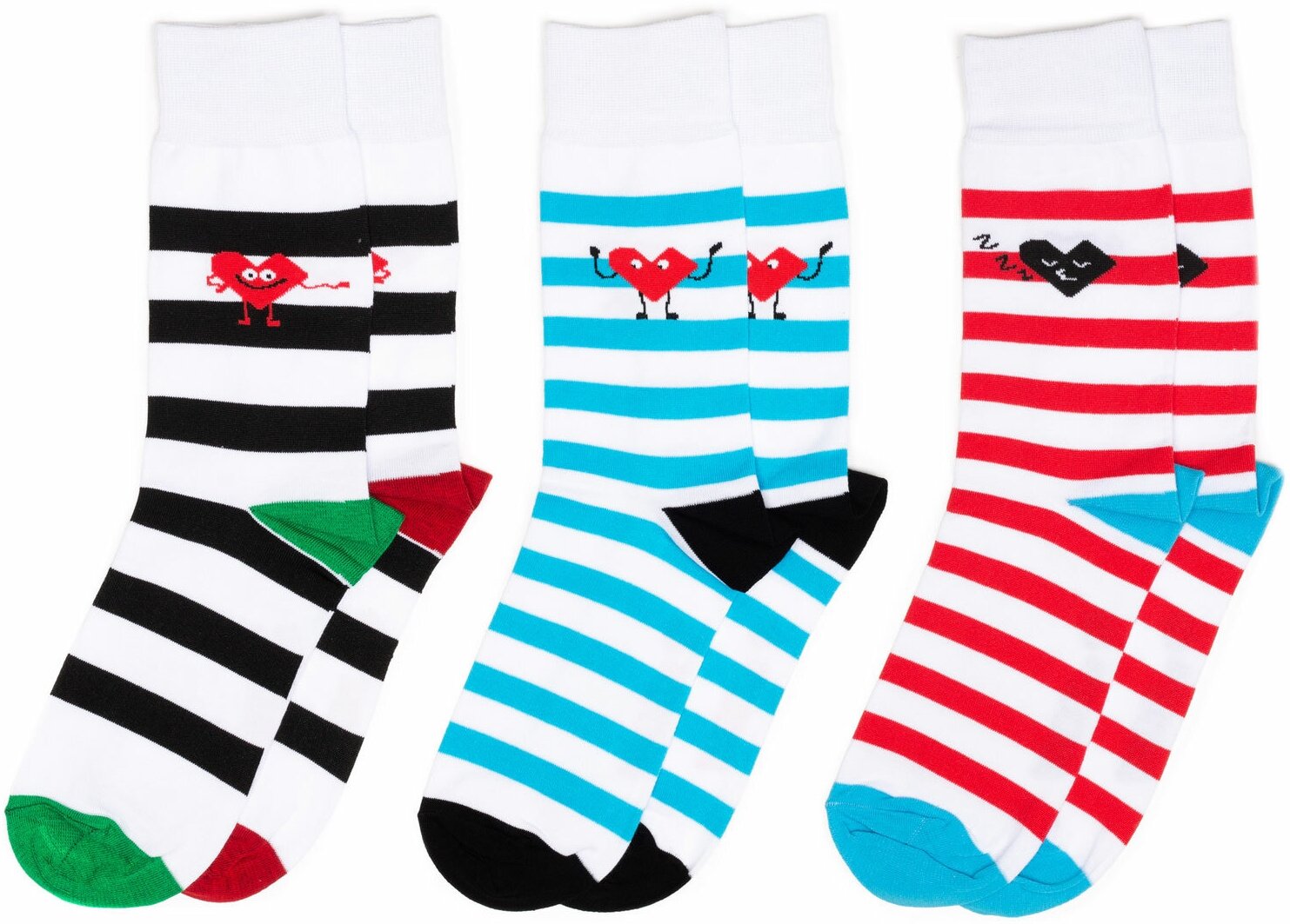 Носки Комплект носков- Полосы с сердечками - три пары белые, комплект