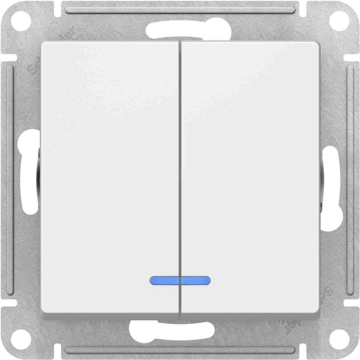 Выключатель ATLASDESIGN 2-клавишный с подсветкой, 10АХ, механизм, белый