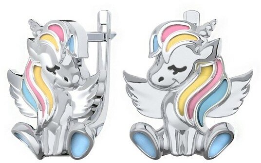 Серьги, серебро, 925 проба, родирование