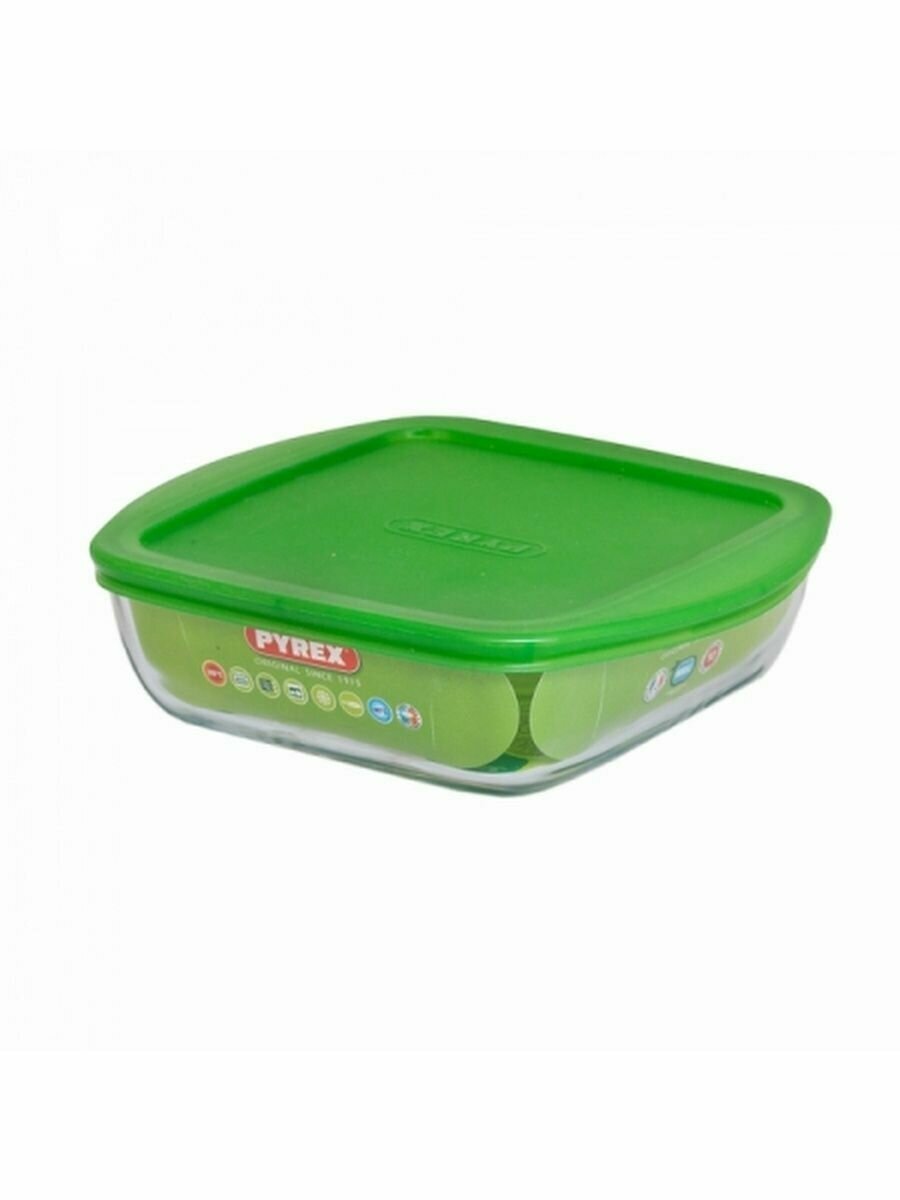Блюдо квадратное с крышкой Cook&Store 1 л Стекло жаропрочное Длина-20 Ширина-17 Высота-5.5см