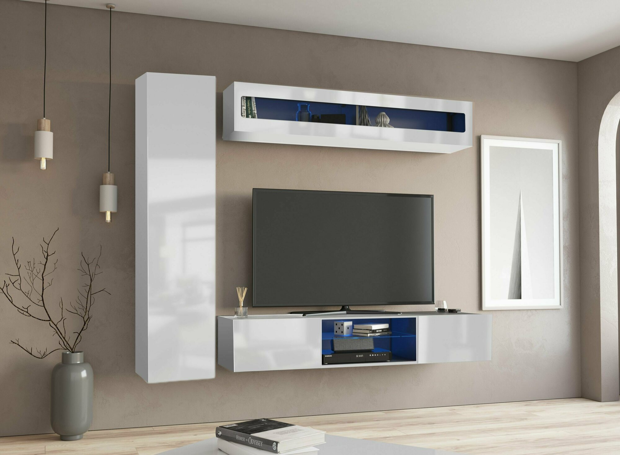 Гостиная Point, мебель в гостиную НК-Мебель, Белый Глянец, 200х160х40 см.(ШхВхГ)