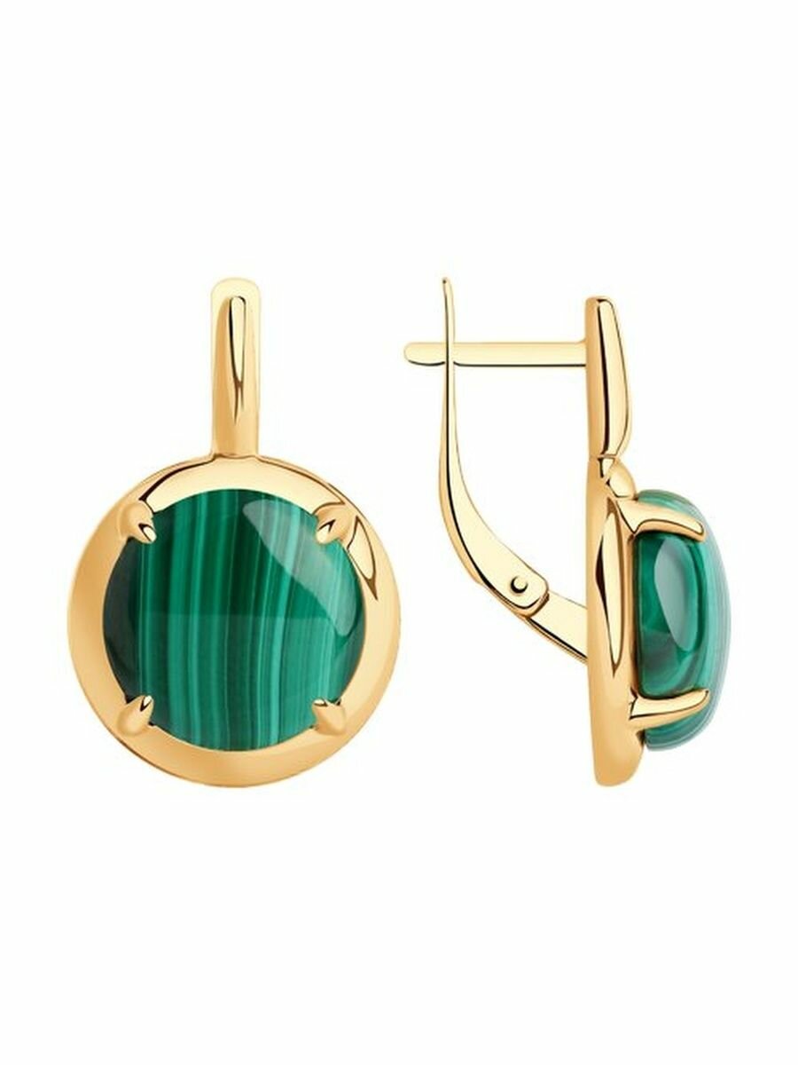 Серьги, серебро, 925 проба, родирование, малахит
