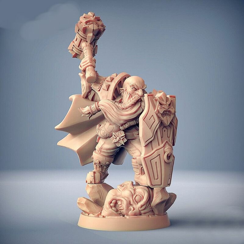 Дворф Паладин (32мм). раса: Дуергар, Холмовой, Горный. Воин, Клерик миниатюра для DnD (ДнД), Pathfinder и других Настольных игр (НРИ, Варгеймов или РПГ), фентези тематика