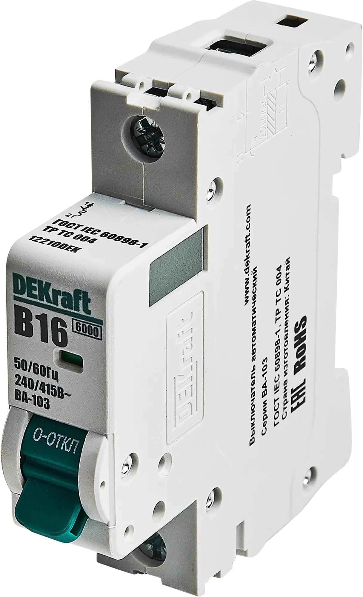 Автоматический выключатель Dekraft ВА-103 1P B16 А 6 кА 12209DEK