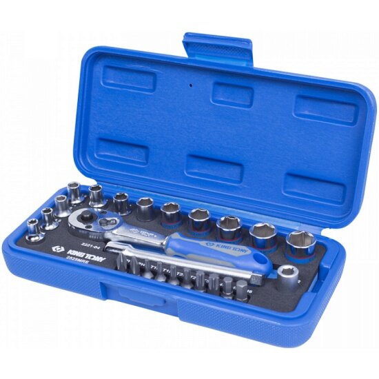 Набор торцевых головок с принадлежностями King Tony 2525MRE 1/4", шестигранные, 4-13мм, 25 предметов