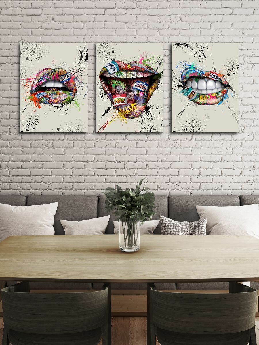 Картины на холсте LOFTime 3 шт Губы 30Х40 К-555-3040