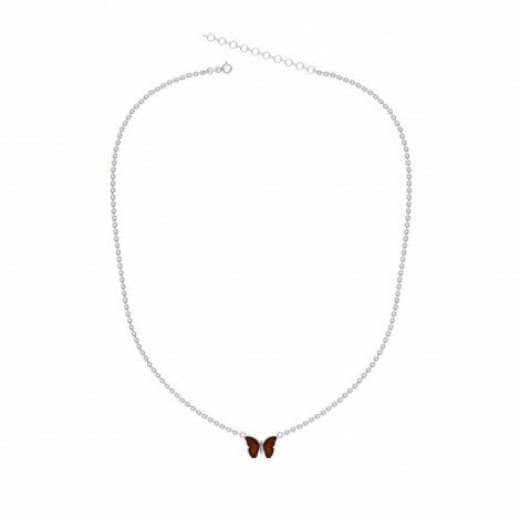 Колье, серебро, 925 проба, родирование, янтарь