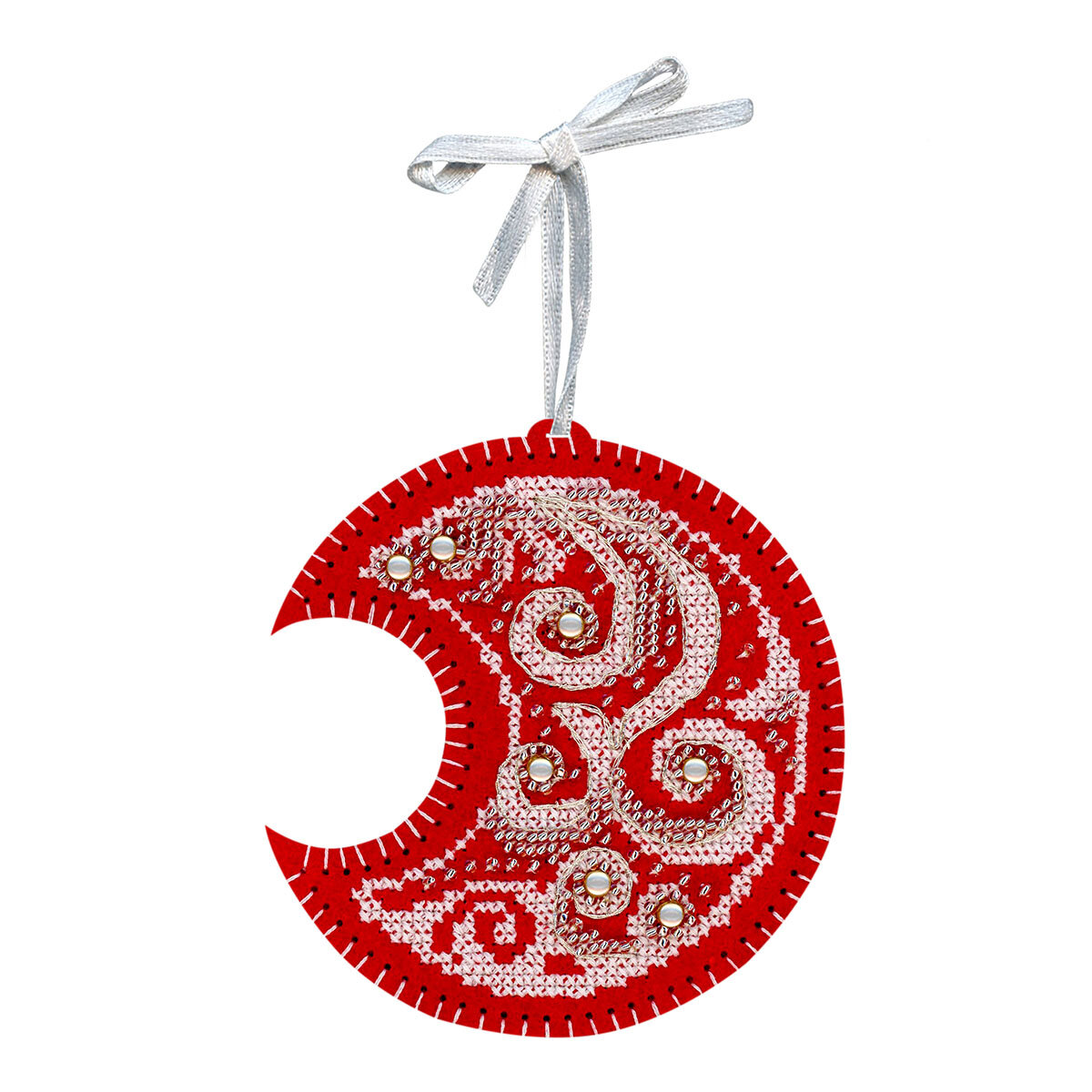 Т-1090 Набор для вышивания на перфорированном фетре МП Студия 'Морозные узоры. Луна' 10*10см