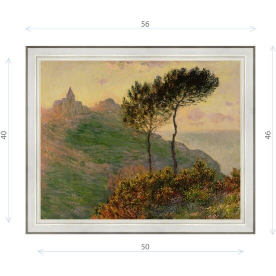 Картина Декор Депо Клода Моне Церковь в Аренжвилле Матовая бумага в раме без стекла 46х56 см, DDK03212E20W50H40P24