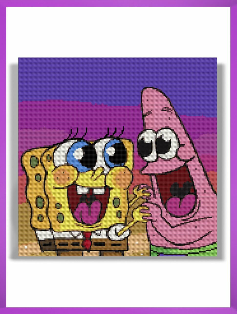 Алмазная мозаика на подрамнике - вышивка Губка Боб 40 х 40 см