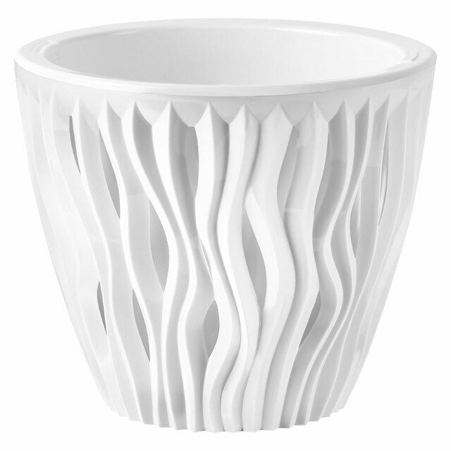 Кашпо Вдохновение 1,6 л, диаметром 16 см, белый пластик для комнатных цветов