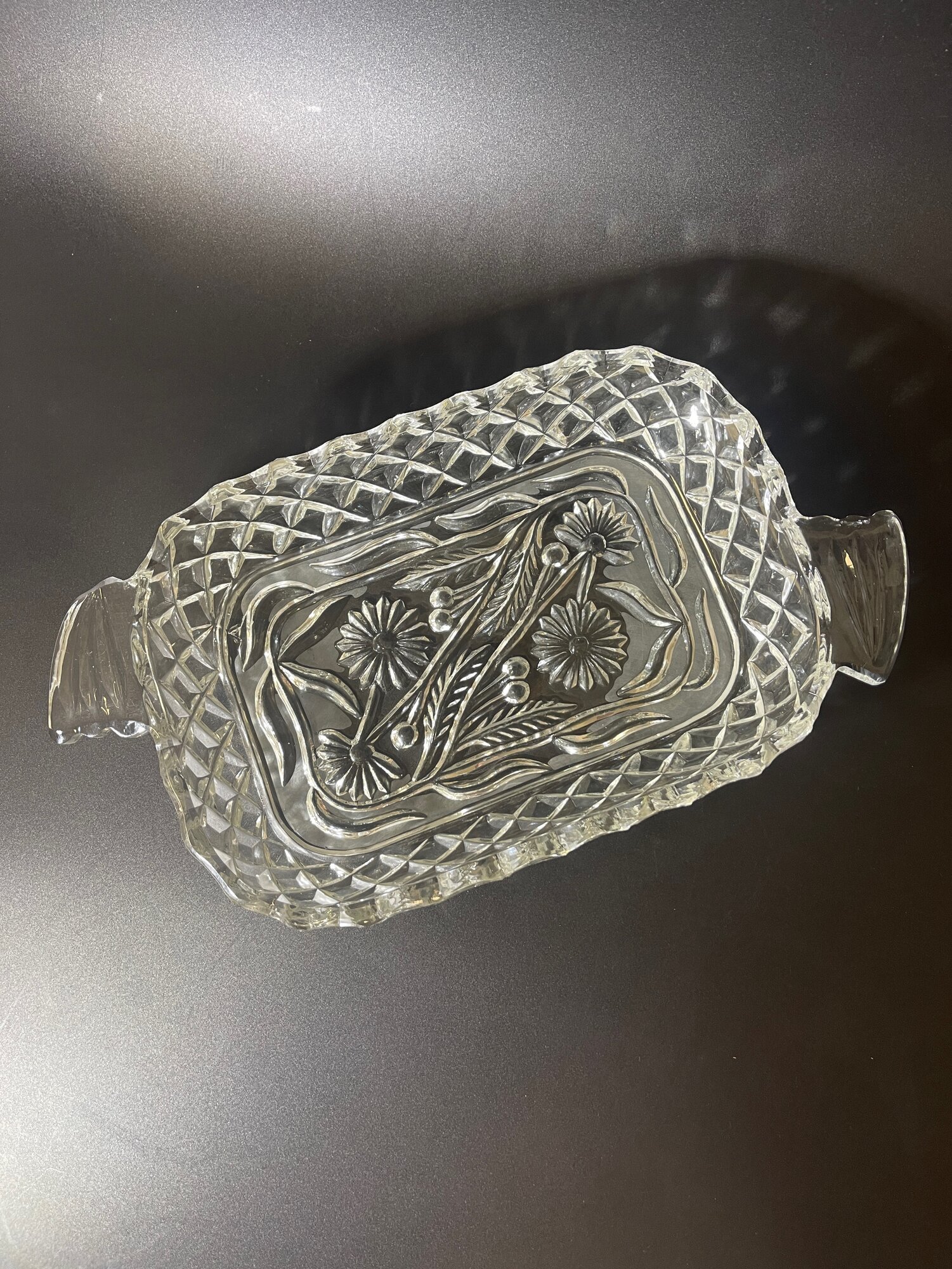 Салатник хрустальный Бахметьевский завод, матовый хрусталь, СССР 1970-1990 гг