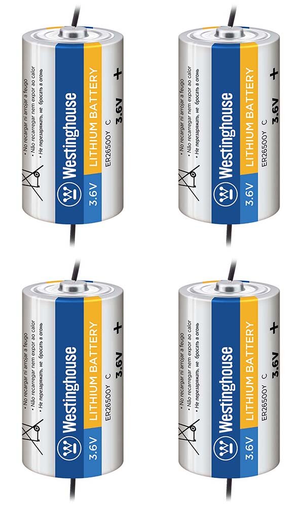 Литиевые батарейки 3.6v Westinghouse ER 26500Y (C) axial wires 4шт.