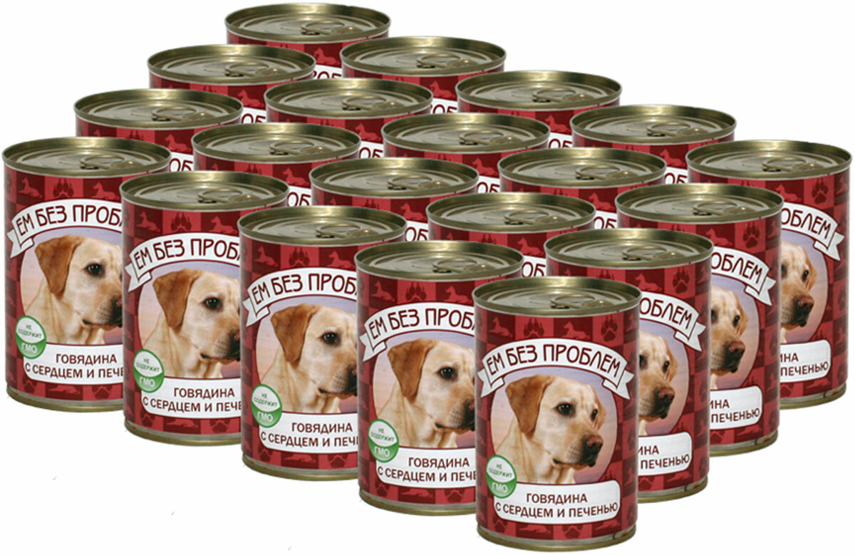 ЕМ без проблем для взрослых собак с говядиной, сердцем и печенью 243 (410 гр х 20 шт)