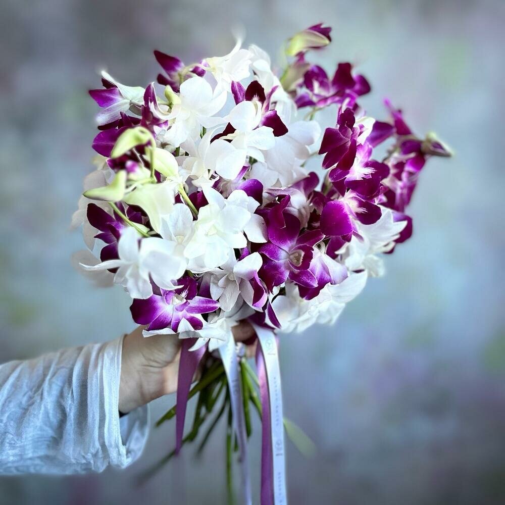 Букет орхидеи микс под ленточку