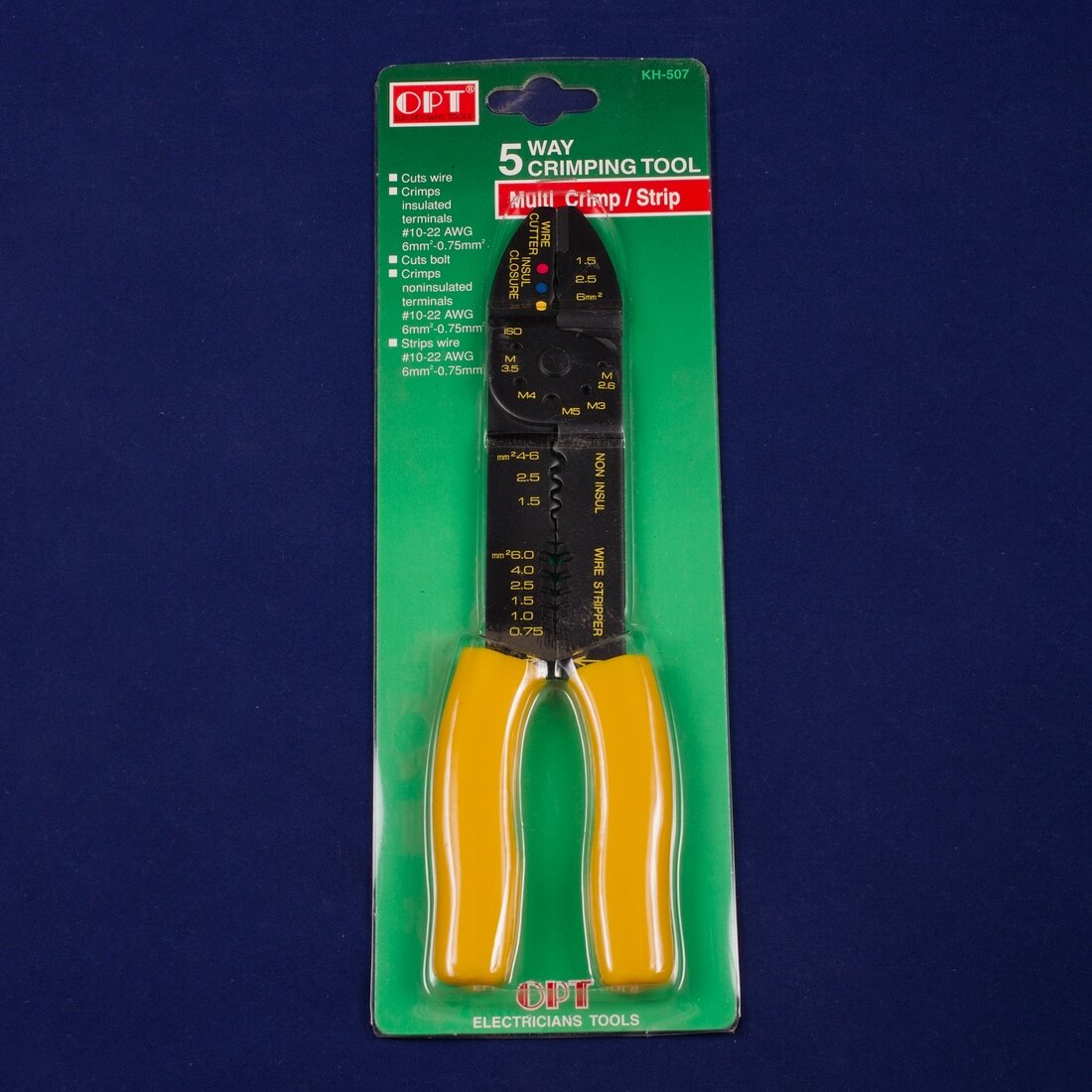 KH -507 9.5" OPT, Инструмент для снятия изоляции и обжимки кабельных клемм 0,75 - 6 мм. кв.