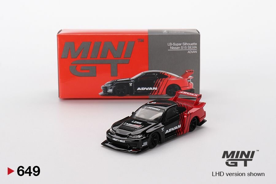 Коллекционная Premium машинка Mini GT Nissan LB-Super Silhouette S15 SILVIA ADVAN #649 (year 2024, MGT00649)