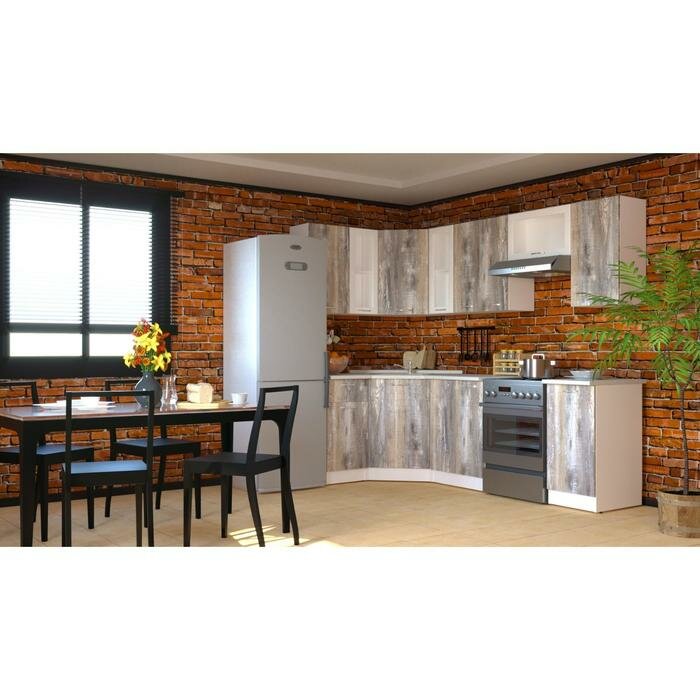 Кухонный гарнитур «Арина оптима», 1300×2500 мм, цвет белый/пайн экзотик