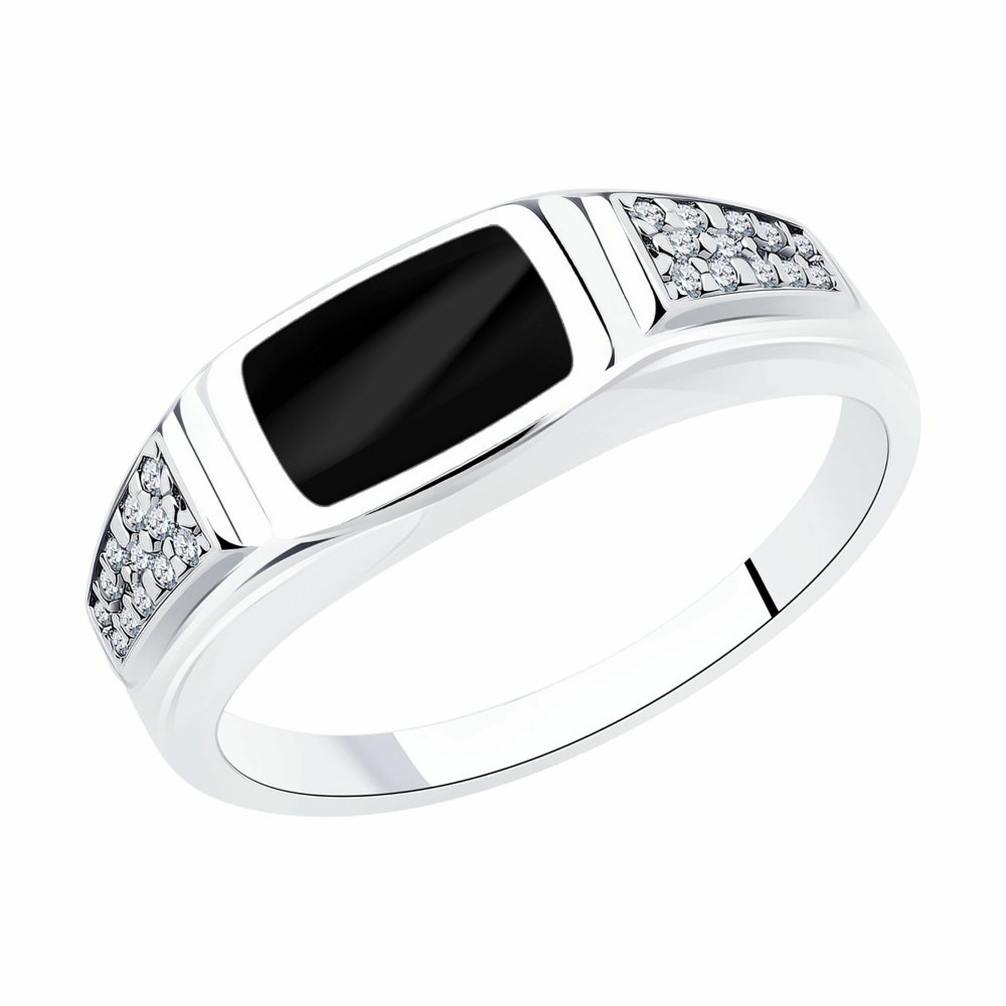 Печатка, серебро, 925 проба, родирование, фианит, эмаль