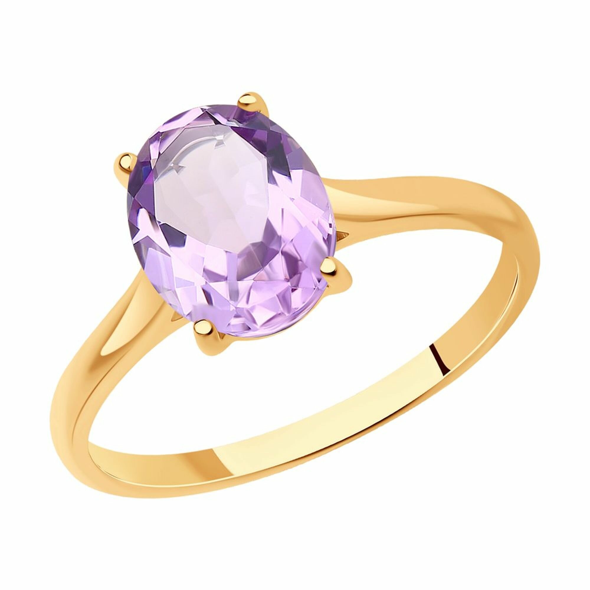 Кольцо, красное золото, 585 проба, аметист