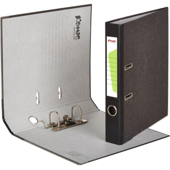 Папка-регистратор Attache Комус мрамор. карт 50мм черн. кореш, бум/бум, карм. кор. мет. уг