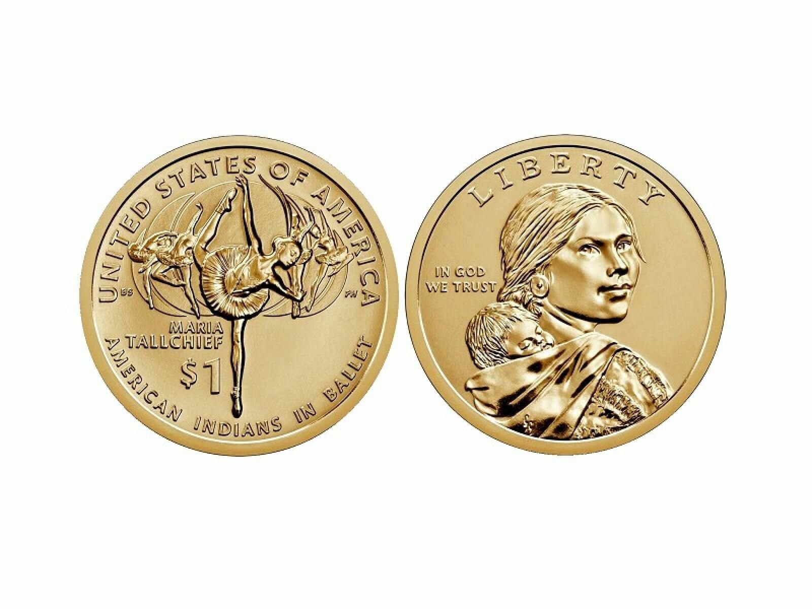 1 доллар США 2023 г. Сакагавея. Мария Толчиф и американские индейцы в балете P