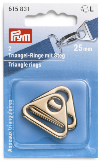 Треугольные кольца 25мм, сплав цинка, светлого золота, 2шт в упаковке PRYM 615831
