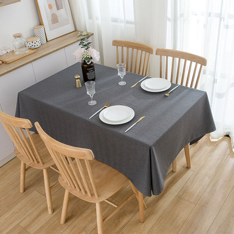 Толстая хлопковая льняная ткань, однотонная скатерть, большая скатерть для конференц-стола, современная льняная скатерть, простая однотонная скатерть для обеденного стола