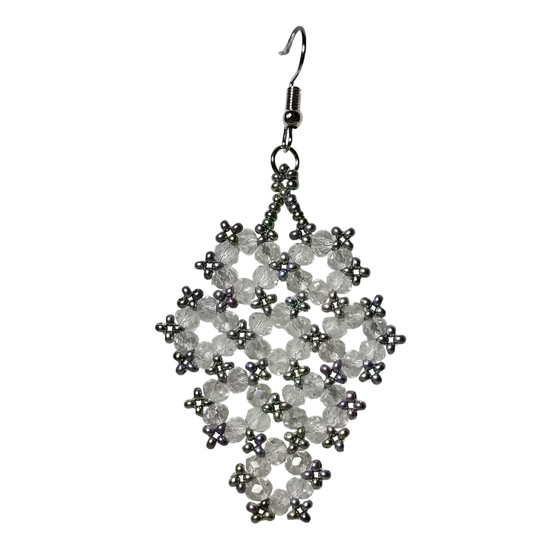 Серьги с подвесками, стекло, бисер