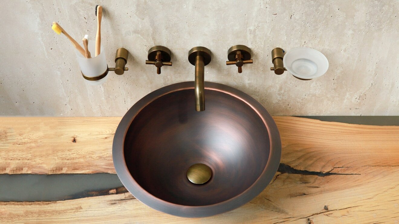 Круглая мойка для ванной из меди Sfera M54 38×38×15 см 0012004154