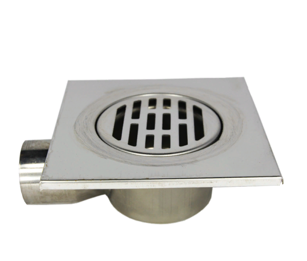 Трап ф50 угловой 15x15 нерж. реш сух. затвор