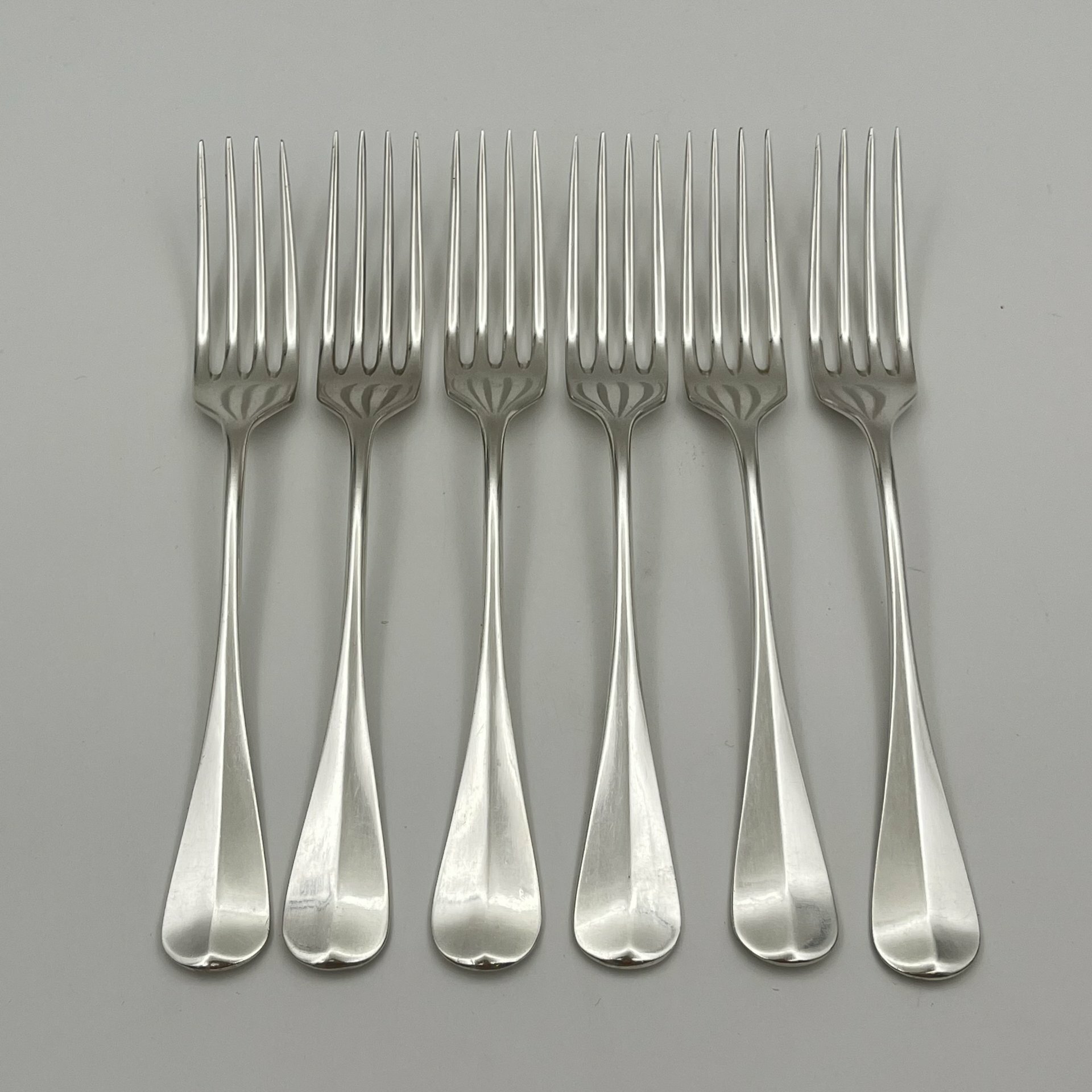 Набор десертных вилок лаконичной формы, на 6 персон, металл, серебрение, Arthur Krupp