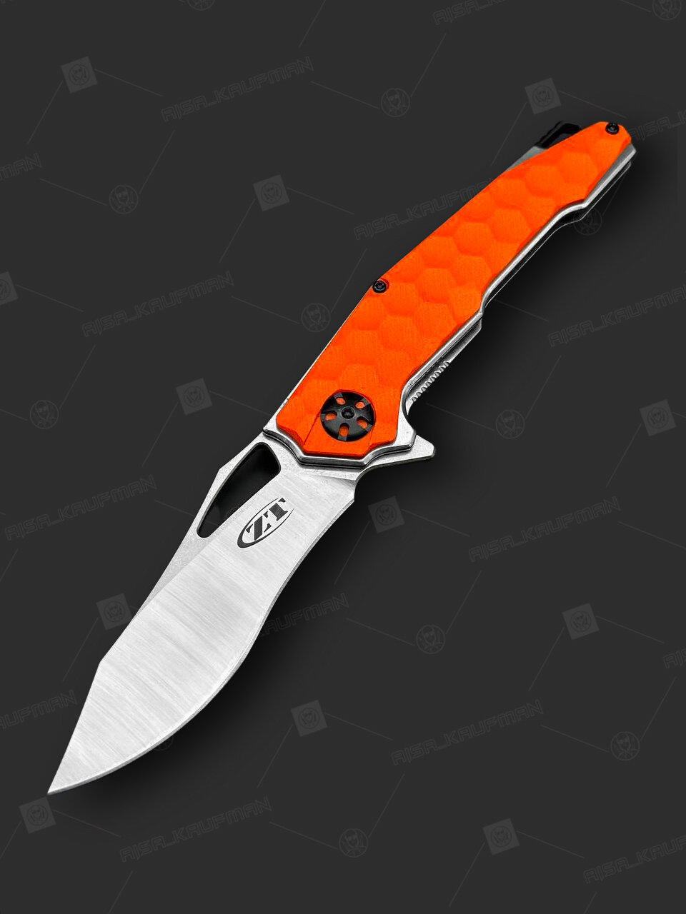 Нож складной туристический ZT, сталь 8Cr13MoV, рукоять G10 каменный век, замок Liner-Lock, оранжевый, edc