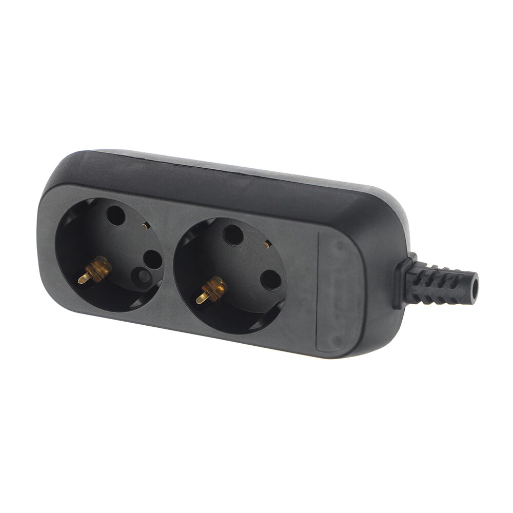 Колодка EVERSON 2 гнезда с заземлением 3500 Вт черная