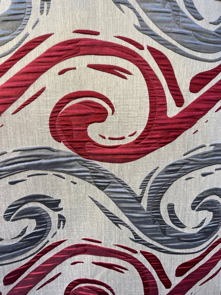 Портьерная ткань "Абстракция" бордо, с серым, 2.8x3 м