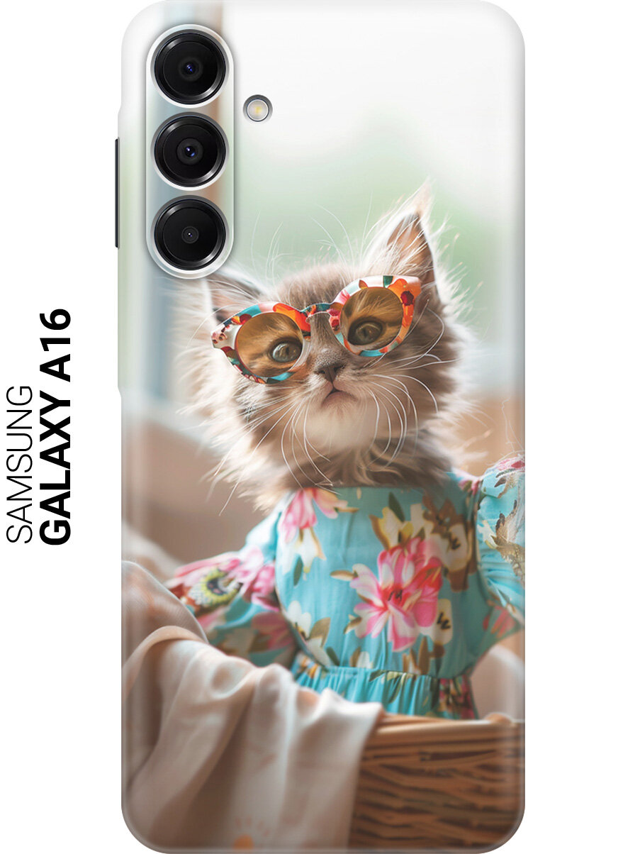 Силиконовый чехол на Samsung Galaxy A16 с принтом "Кошечка в голубом платье"