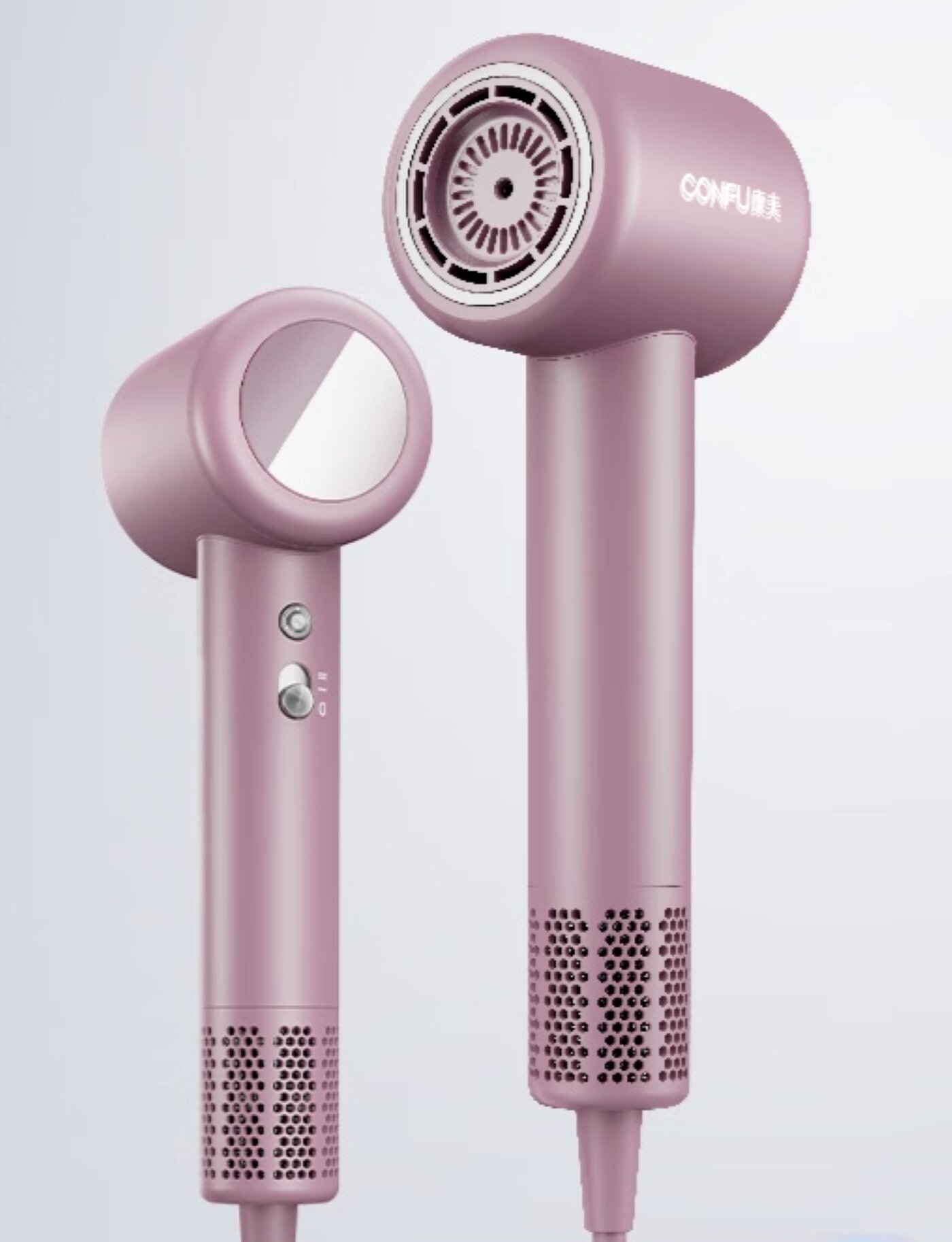Компактный и портативный высокоскоростной фен CONFU (1500 Вт, 65 м/с, 110000 об/мин) с насадкой
