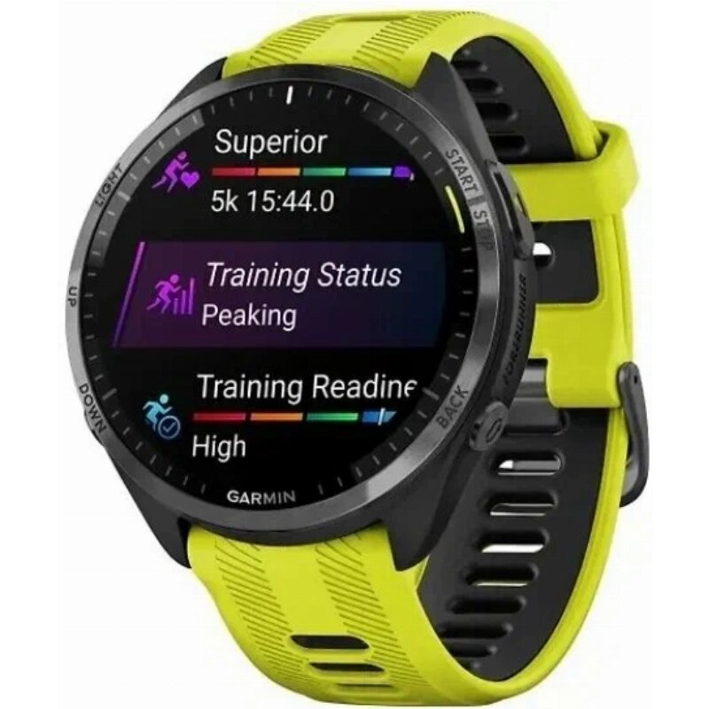 Умные часы Garmin Forerunner 965 Carbon Grey DLC Titanium Bezel with Case and Amp Yellow/ Silicone Band 0100280912 , Black, чер