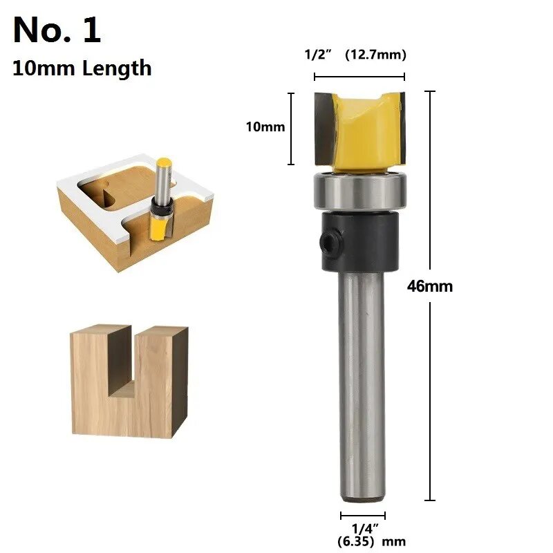 Фреза XCAN, 1 шт, хвостовик 1/4 дюйма (6,35 мм), фреза с утопленной отделкой, прямая фреза, шаблон, шаблон, фреза для дерева No.1 10mm
