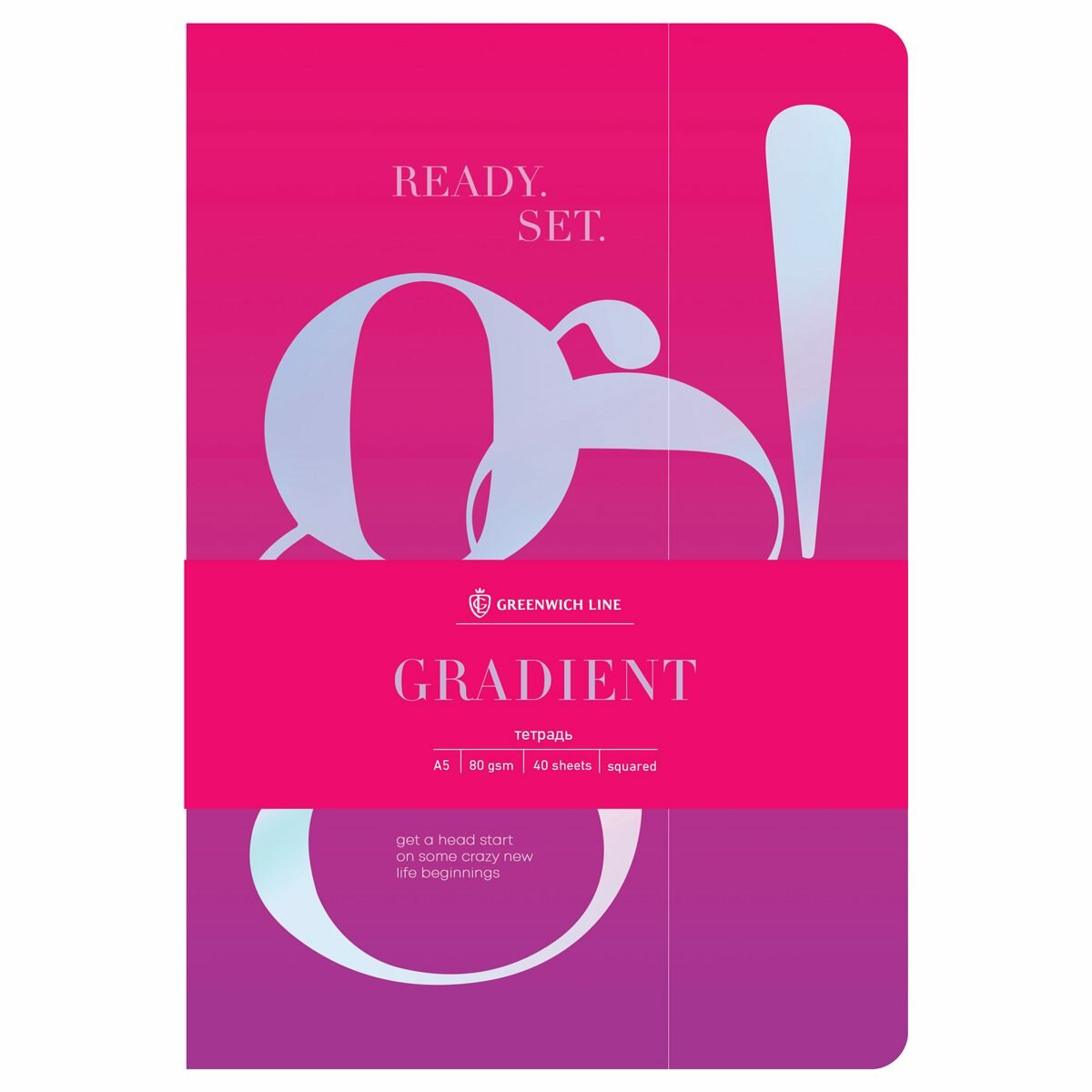 Тетрадь общая 40л, А5 Greenwich Line "Gradient" (клетка, сшивка, обложка soft touch, тиснение фольгой) (NS40A5-43978), 80шт.