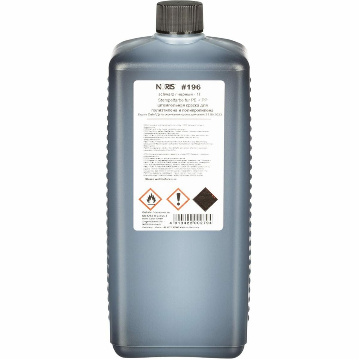 Краска штемпельная Noris 196Еч, 1000мл, специальная для полиэтилена и ПП, черная